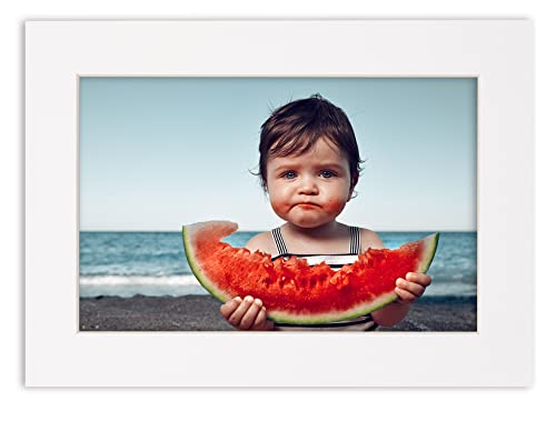 9x11 Mat Bevel Cut for 5.5x8.5 Photos - Acid Free White Precut Matboard - For Pictures, Photos, Framing - 4-ply Thickness