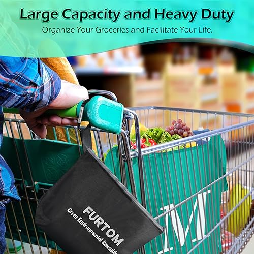 FURTOM Reusable Shopping Bags Foldable - Large Reusable Grocery Bags Heavy Duty 6 Pack, Foldable Shopping Bags in A Zi-pper Storage Pouch, Lightweight Polyester Fabric Personalized Shopping Bags A