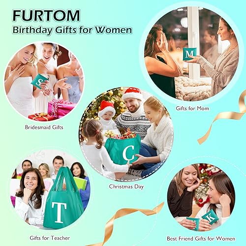 FURTOM Reusable Shopping Bags Foldable - Large Reusable Grocery Bags Heavy Duty 6 Pack, Foldable Shopping Bags in A Zi-pper Storage Pouch, Lightweight Polyester Fabric Personalized Shopping Bags A