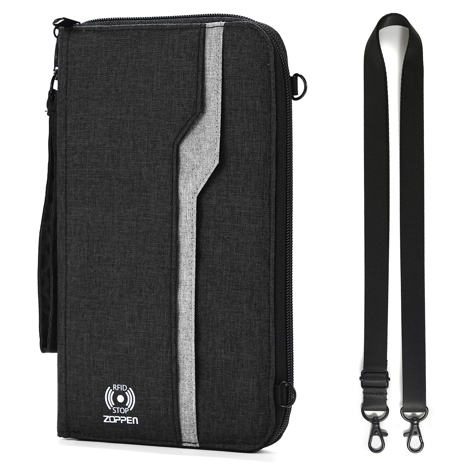 ZOPPEN Passport Holder Family Travel Wallet Passport Holder Women/Men, Rfid Passport Wallet Travel Document Organizer, Passport and doument Holder for Travel, Black