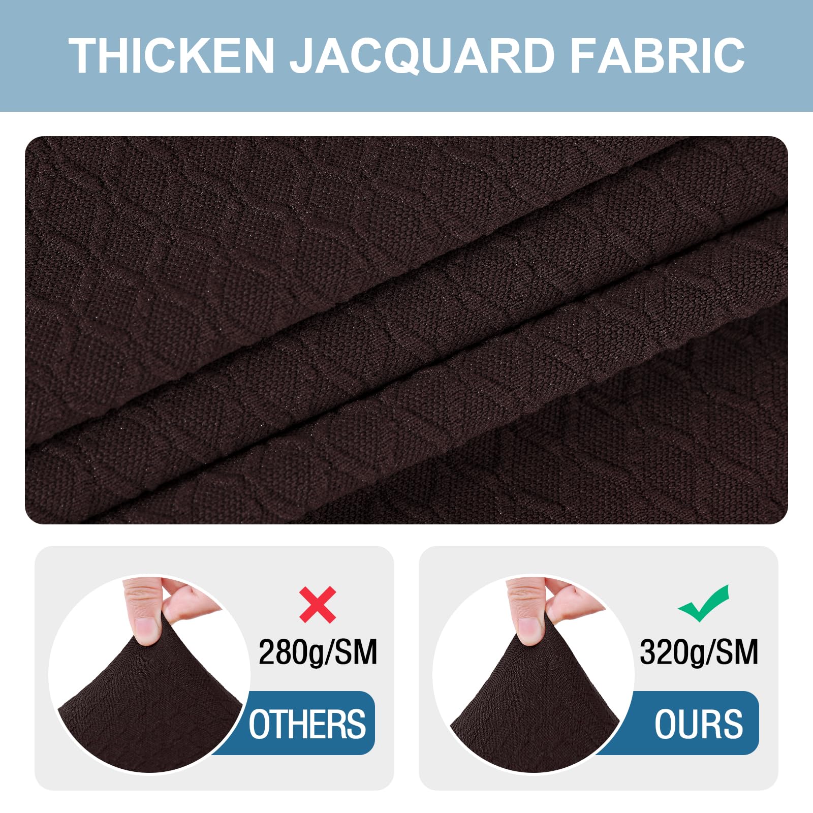 Smiry Stretch Jacquard Seat Covers for Dining Room Chairs Set of 6, Removable Washable Chair Seat Protector Slipcovers, No Rear Covers, Brown