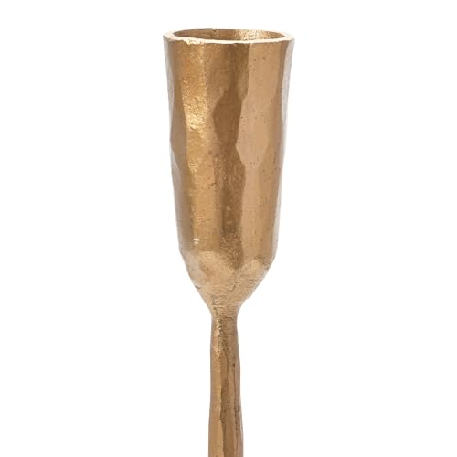 Creative Co-Op Hand-Forged Metal Candelabra, Antique Brass Finish (Holds 3 Taper Candles)