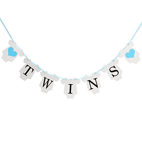 INNORU(TM) It is Twins Banner Baby Shower, Gender Reveal,Babies Party Decorations for Baby Boy 1st 2nd Birthday Banner