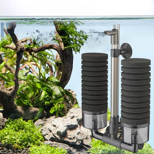 Digoos Aquarium Sponge Filter for 20-55 Gallon, with 2 Spare Sponges and 2M Spare Tube ,for Shrimp,Betta, Nano Fish Tank