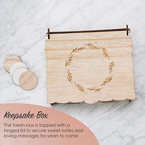 J&A Homes Wedding Guest Book Alternative - Rustic Wedding Decorations, Creative Guestbook Board - Wooden Box and Memory Box for Wedding Decor - Wooden Hearts Wedding Favor (54 Slots)