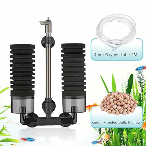 Digoos Aquarium Sponge Filter for 20-55 Gallon, with 2 Spare Sponges and 2M Spare Tube ,for Shrimp,Betta, Nano Fish Tank