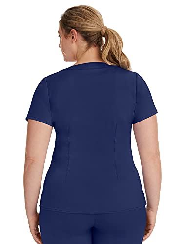 Healing Hands Scrubs for Women Mock Wrap Neck Top 2 Pocket Purple Label Women's Scrub Top 2172 Jordan Navy L