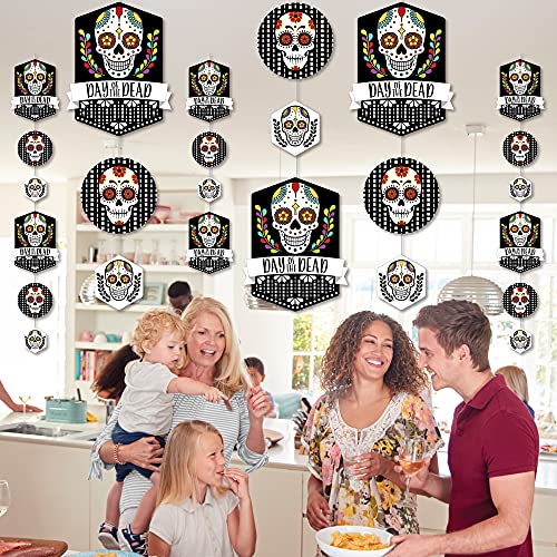 Big Dot of Happiness Day of the Dead - Halloween Sugar Skull Party DIY Dangler Backdrop - Hanging Vertical Decorations - 30 Pieces