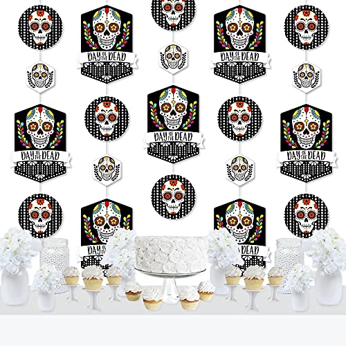 Big Dot of Happiness Day of the Dead - Halloween Sugar Skull Party DIY Dangler Backdrop - Hanging Vertical Decorations - 30 Pieces