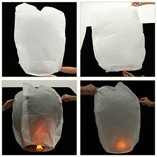 EXCEART 10 Pack Paper Lanterns Floating Wishing Paper Lanterns with Maker Pen for Weddings Party Celebration Event and Festival Chinese Lanterns to Release in Memorial Events