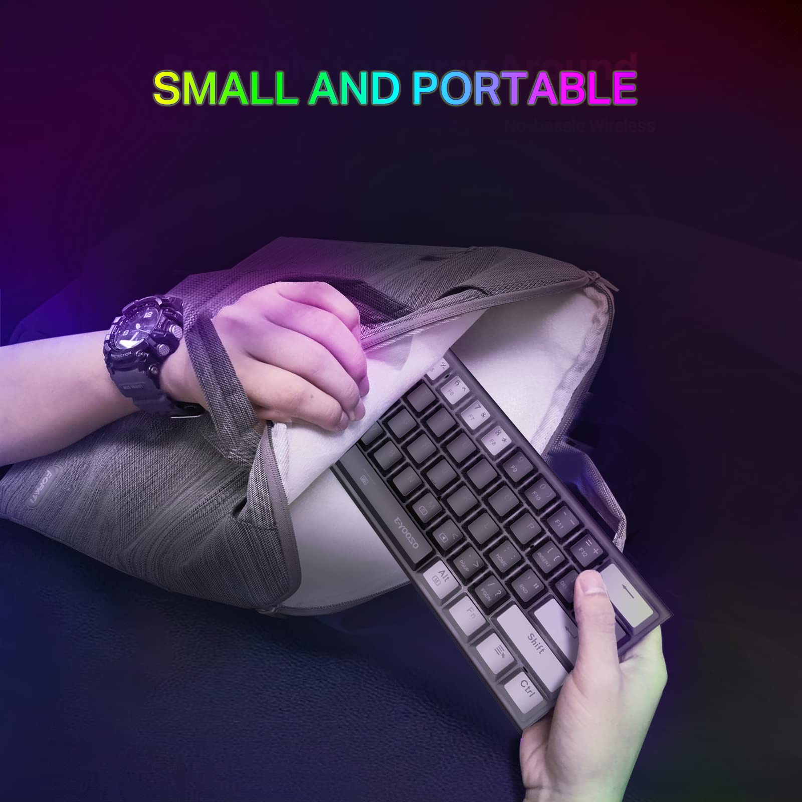 E-YOOSO 60% Wired Mechanical Gaming Keyboard, RGB Backlit Ultra-Compact 61 Keys Hot Swappable Mini Waterproof Wired Office Keyboard with Blue Switches for Windows, Mac OS Gamers (Black Grey)