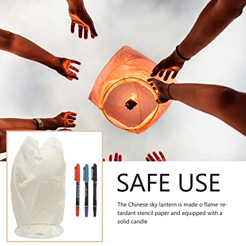 EXCEART 10 Pack Paper Lanterns Floating Wishing Paper Lanterns with Maker Pen for Weddings Party Celebration Event and Festival Chinese Lanterns to Release in Memorial Events
