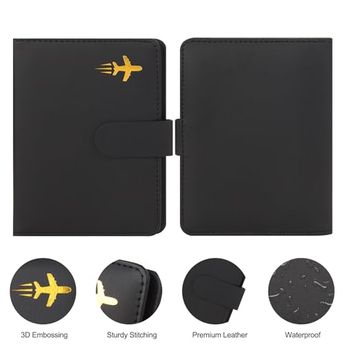 FACATH Premium Leather Passport Cover, RFID Blocking Travel Wallet for Men, Women & Family - Cruise Accessories (Black)