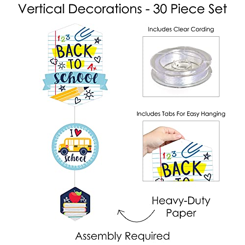 Big Dot of Happiness Back to School - First Day of School Classroom DIY Dangler Backdrop - Hanging Vertical Decorations - 30 Pieces
