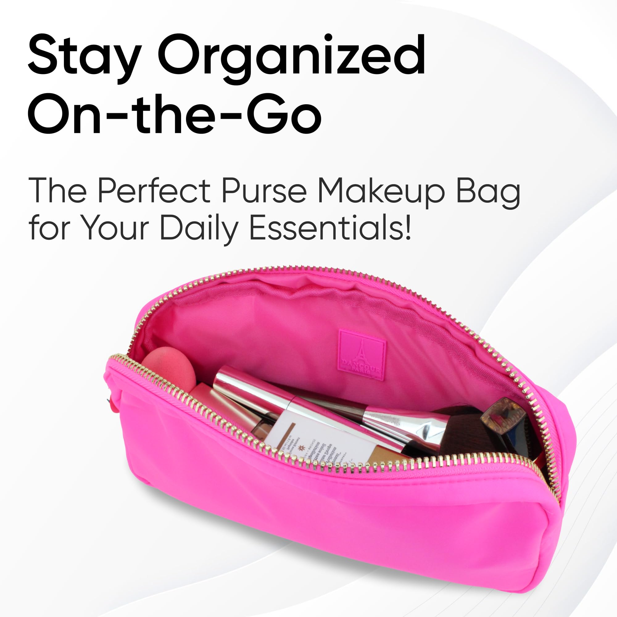 DANCOUR Small Makeup Bag, Small Makeup Pouch, Preppy Makeup Bag, Nylon Makeup Bag, Makeup Bag Purse, Preppy Bag, Cute Makeup Bag, Small Cosmetic Bag, DIY Stuff Bag, Hot Pink Makeup Bag