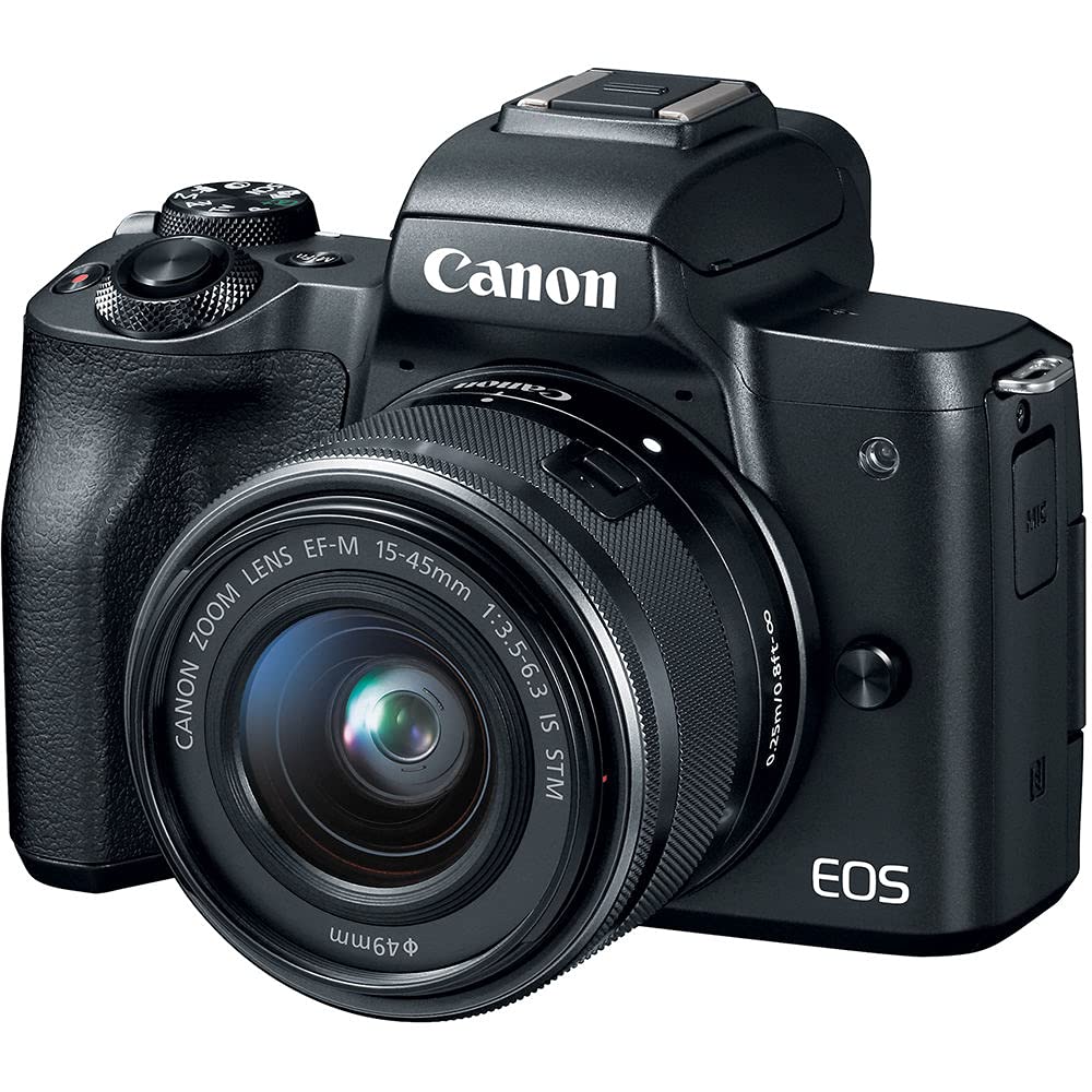 Canon EOS M50 Mirrorless Digital Camera with 15-45mm Lens (Black) (2680C011), EOS Bag, Sandisk Ultra 64GB Card, Clean and Care Kit (Renewed)