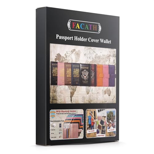 FACATH Premium Leather Passport Cover, RFID Blocking Travel Wallet for Men, Women & Family - Cruise Accessories (Black)