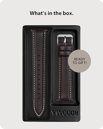 Fullmosa 18mm Leather Watch Bands Compatible with Garmin Vivoactive 4S/Vivomove 3S/Active S/Venu 2S/Move 3S,Dark Brown