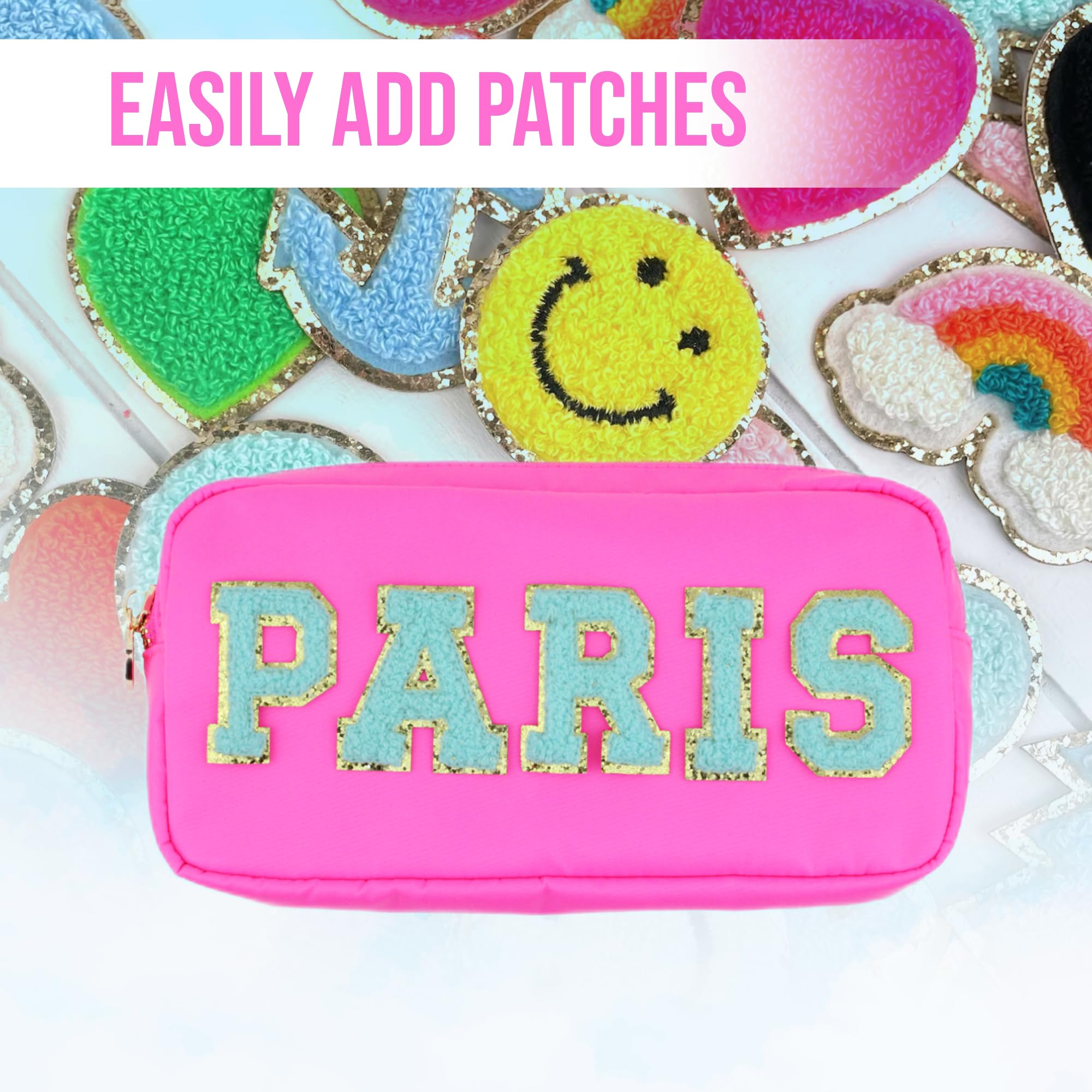 DANCOUR Small Makeup Bag, Small Makeup Pouch, Preppy Makeup Bag, Nylon Makeup Bag, Makeup Bag Purse, Preppy Bag, Cute Makeup Bag, Small Cosmetic Bag, DIY Stuff Bag, Hot Pink Makeup Bag