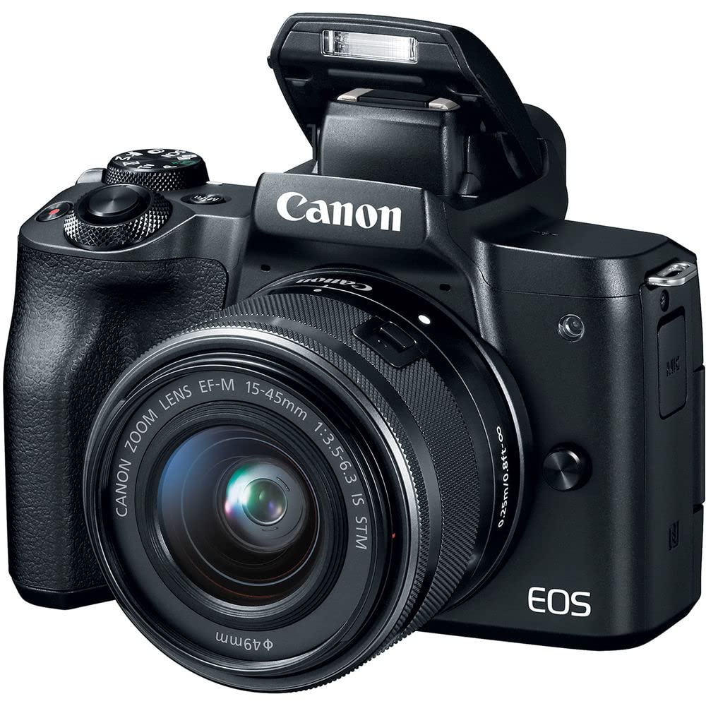 Canon EOS M50 Mirrorless Digital Camera with 15-45mm Lens (Black) (2680C011), EOS Bag, Sandisk Ultra 64GB Card, Clean and Care Kit (Renewed)