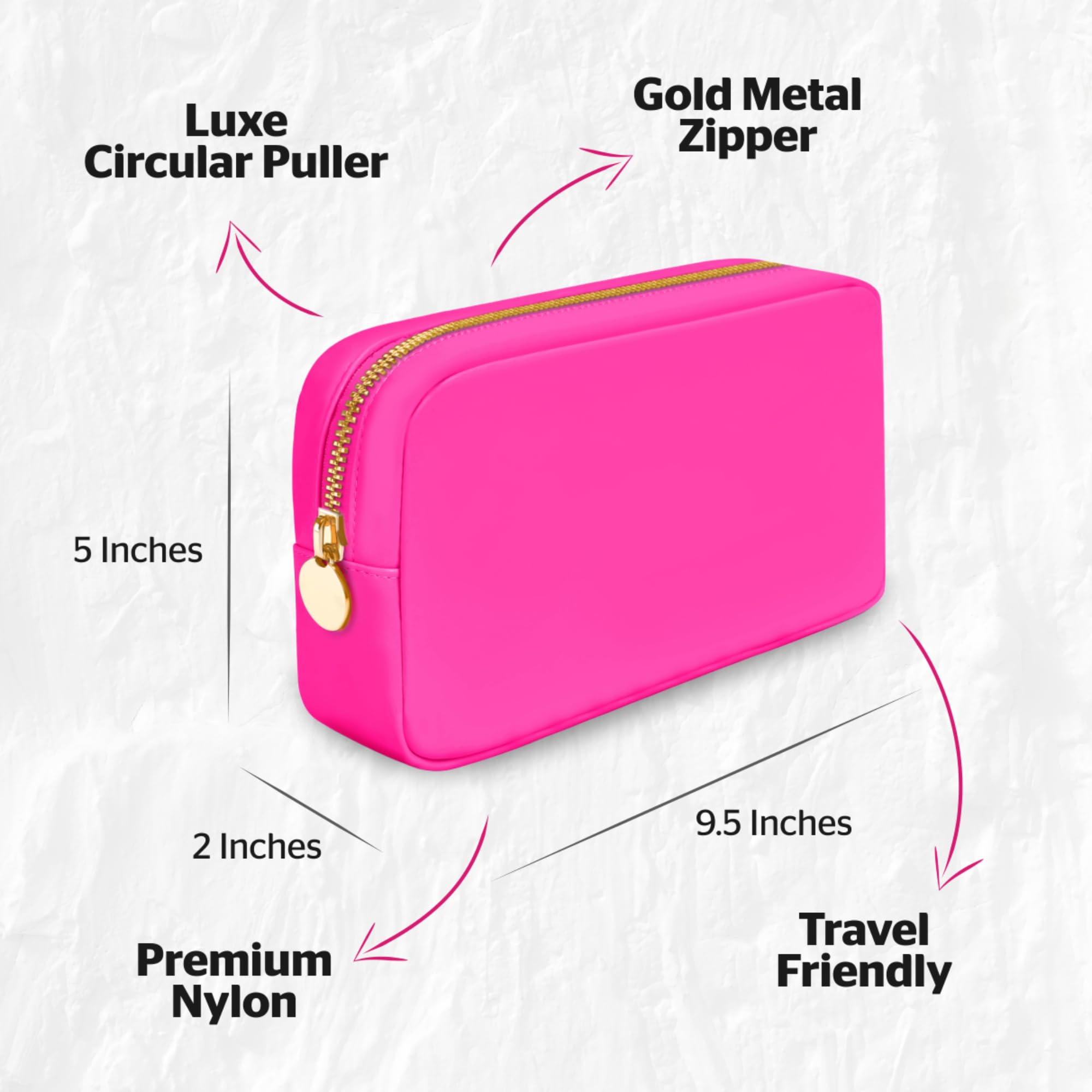 DANCOUR Small Makeup Bag, Small Makeup Pouch, Preppy Makeup Bag, Nylon Makeup Bag, Makeup Bag Purse, Preppy Bag, Cute Makeup Bag, Small Cosmetic Bag, DIY Stuff Bag, Hot Pink Makeup Bag