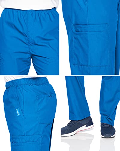 Landau Essentials Relaxed Fit 7-Pocket Elastic Cargo Scrub Pants for Men 8555 True Red