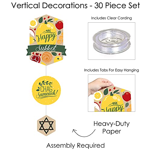 Big Dot of Happiness Sukkot - Sukkah Jewish Holiday DIY Dangler Backdrop - Hanging Vertical Decorations - 30 Pieces