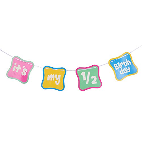 It's My 1/2 Birthday Banner Half Year Old Six Months Birthday Garland Bunting Banner for Baby Shower Decoration 3.28ft Length, Colorful, Easy Joy
