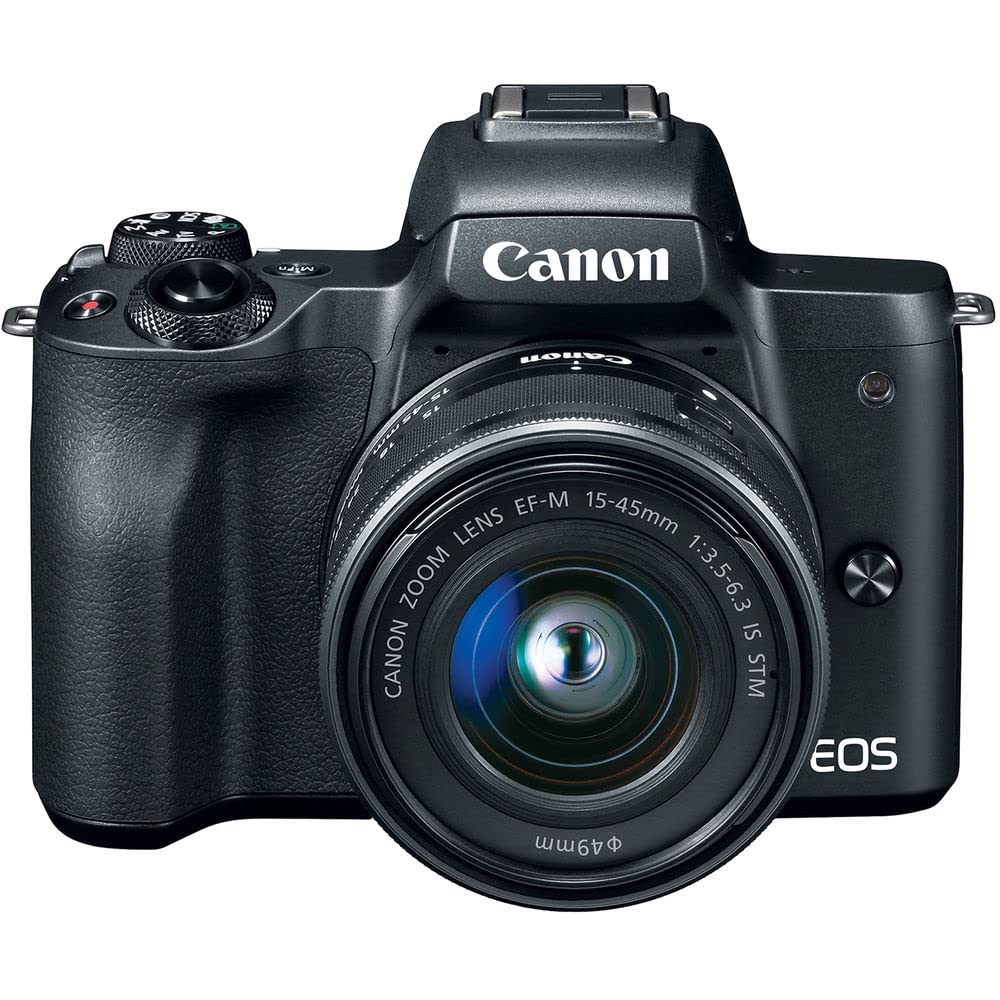 Canon EOS M50 Mirrorless Digital Camera with 15-45mm Lens (Black) (2680C011), EOS Bag, Sandisk Ultra 64GB Card, Clean and Care Kit (Renewed)