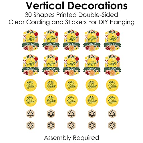 Big Dot of Happiness Sukkot - Sukkah Jewish Holiday DIY Dangler Backdrop - Hanging Vertical Decorations - 30 Pieces