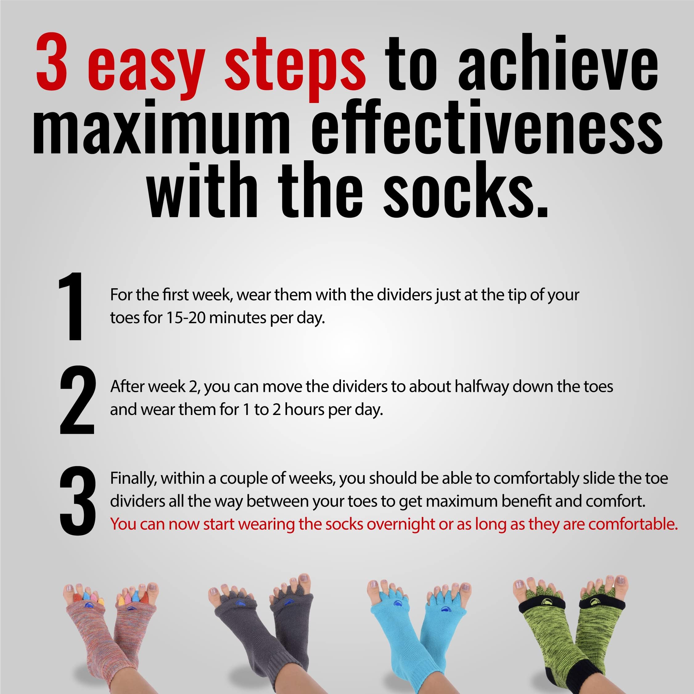 My Happy Feet Foot Alignment Socks with Toe Separators for Men or Women | Light Blue (Medium)