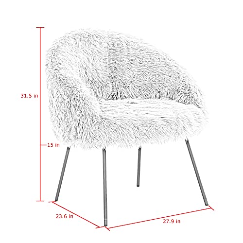 Ana Rose Fur Accent Chair - Metal Legs | Upholstered | Living Room, Entryway, Bedroom | Inspired Home