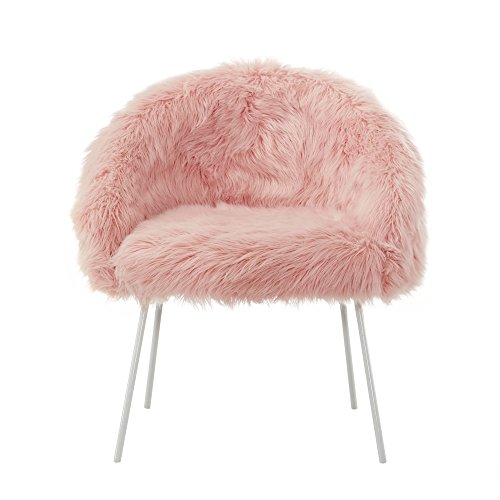 Ana Rose Fur Accent Chair - Metal Legs | Upholstered | Living Room, Entryway, Bedroom | Inspired Home