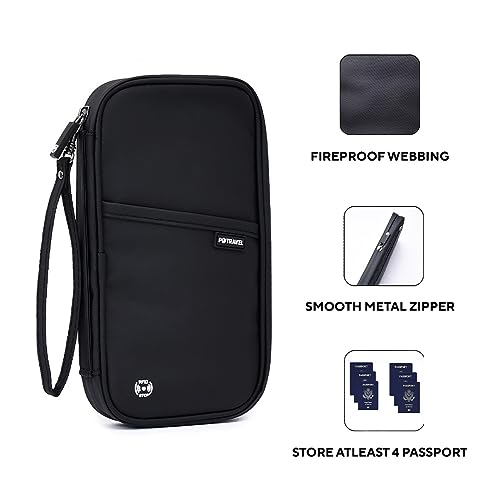 Large Family Passport Holder for 4 | Multiple Passport Holder Family 4 | Travel Document Organizer w/RFID Blocking, Removable Wrist Strap & Crossbody | Travel Airplane Essentials, Vacation Must Haves