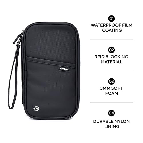 Large Family Passport Holder for 4 | Multiple Passport Holder Family 4 | Travel Document Organizer w/RFID Blocking, Removable Wrist Strap & Crossbody | Travel Airplane Essentials, Vacation Must Haves