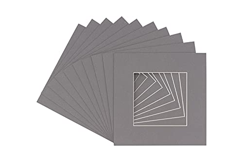 CountryArtHouse Charcoal Acid Free 13x13 Square Picture Frame Mat with White Core Bevel Cut for 9x9 Pictures - Fits 13x13 Frame - Pack of 10 Matboards