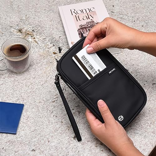 Large Family Passport Holder for 4 | Multiple Passport Holder Family 4 | Travel Document Organizer w/RFID Blocking, Removable Wrist Strap & Crossbody | Travel Airplane Essentials, Vacation Must Haves