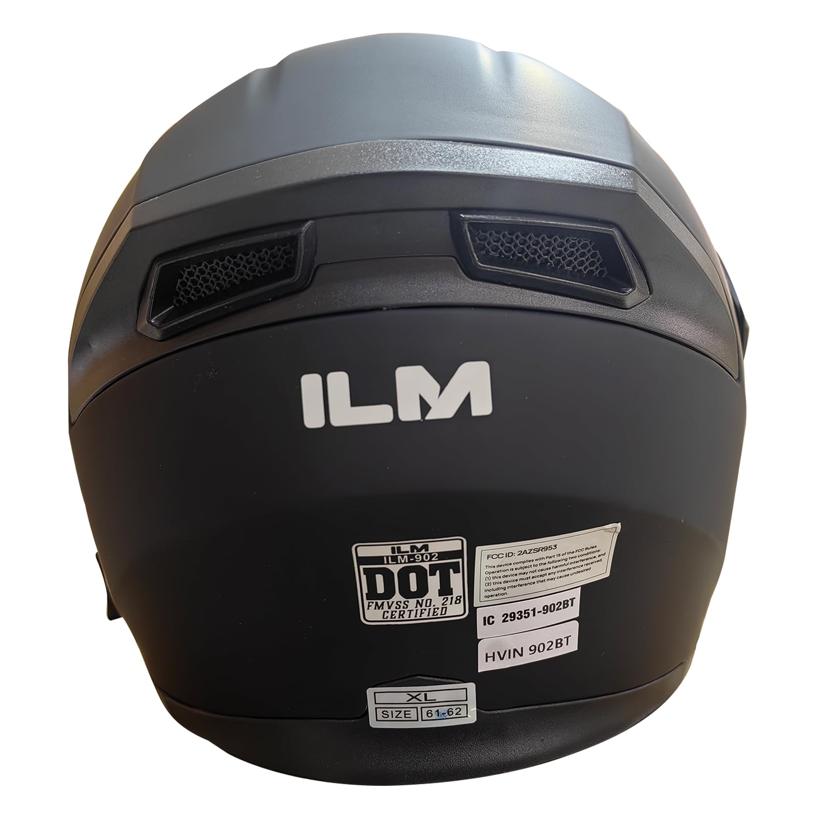ILM Bluetooth Motorcycle Helmet Modular Flip up Full Face Dual Visor Mp3 Intercom FM Radio DOT Model 902BT(Matte Black, XL)