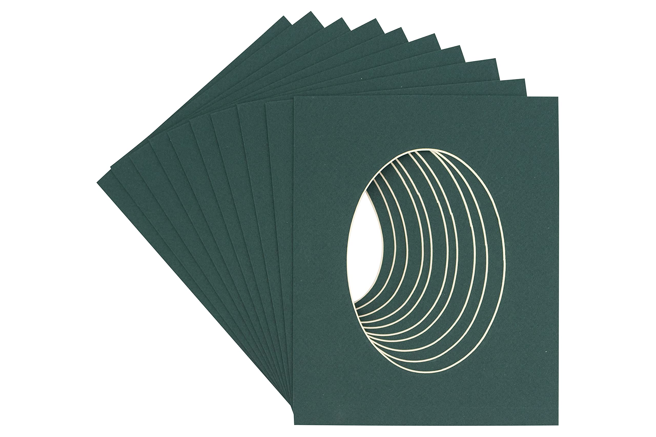 CountryArtHouse Forest Green Acid Free 20x27 Oval Picture Frame Mat with White Core Bevel Cut for 17x23 Pictures - Fits 20x27 Frame - Pack of 25 Matboards