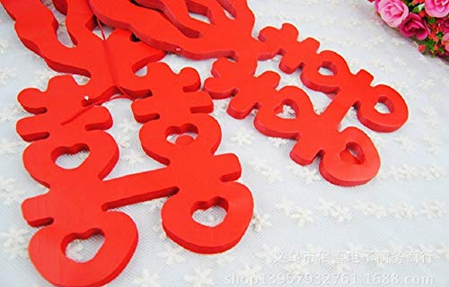 Dmeiling Chinese Traditional Wedding Decoration Supplies Red Hi Word Pull Flowers, Big Red Oil Plastic Paper 3 Meters Pull Hi, Wedding Festive Wedding Room Decoration Essential Supplies(2pcs)
