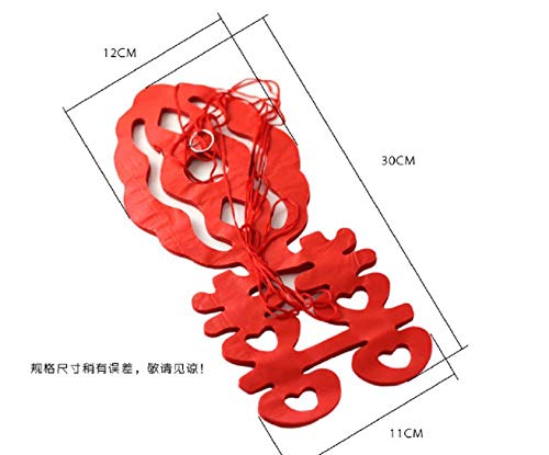 Dmeiling Chinese Traditional Wedding Decoration Supplies Red Hi Word Pull Flowers, Big Red Oil Plastic Paper 3 Meters Pull Hi, Wedding Festive Wedding Room Decoration Essential Supplies(2pcs)