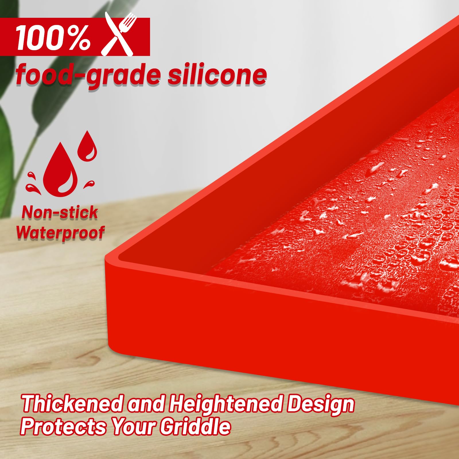 28" Silicone Griddle Mat, Heavy Duty Food Grade Silicone Grill Mats Covers for Blackston 28 Inch, Protect Griddle from Insects, Debris, and Rust(Red)