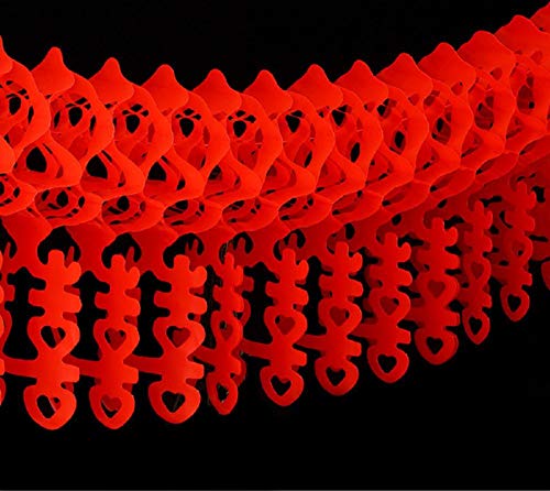Dmeiling Chinese Traditional Wedding Decoration Supplies Red Hi Word Pull Flowers, Big Red Oil Plastic Paper 3 Meters Pull Hi, Wedding Festive Wedding Room Decoration Essential Supplies(2pcs)