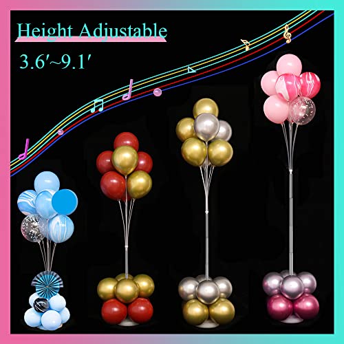Decojoy 4 Set Balloon Stand Kit, 9 Feet Adjustable Balloon Arch for Floor, Ballon Column Tower with Weights Base and Pole, Metal Backdrop Stands for Parties, NO Need Helium Tank for Balloons