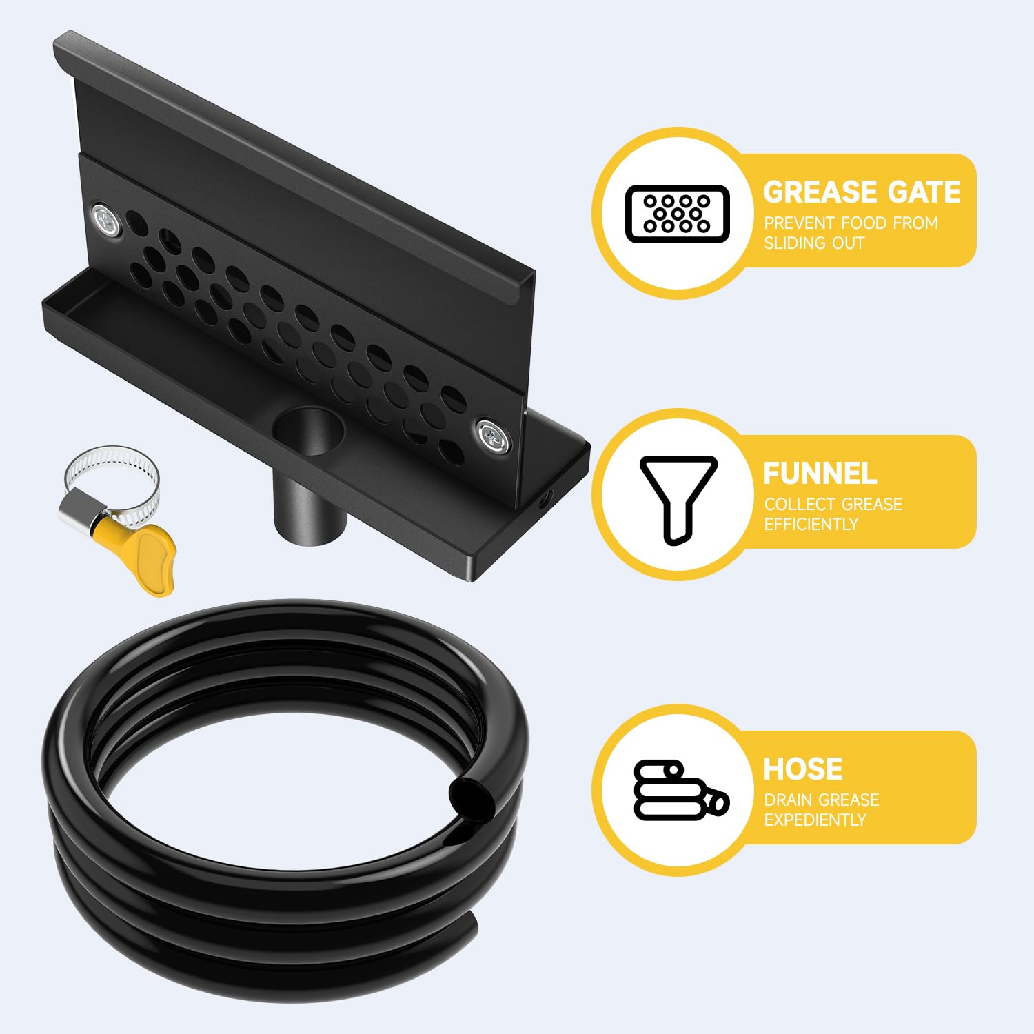 Blackstone Grease Catcher Upgrade: Rear Grease Drainage Funnel with Integrated Grease Gate, Innovative Accessories,Flexible Large Capacity,and Liner-Free Design"