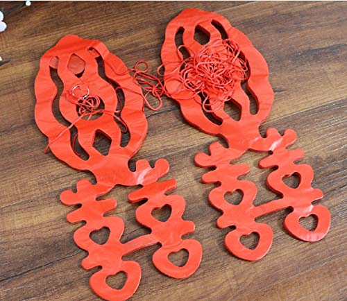 Dmeiling Chinese Traditional Wedding Decoration Supplies Red Hi Word Pull Flowers, Big Red Oil Plastic Paper 3 Meters Pull Hi, Wedding Festive Wedding Room Decoration Essential Supplies(2pcs)