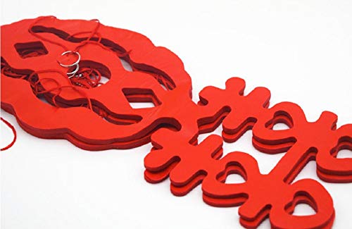 Dmeiling Chinese Traditional Wedding Decoration Supplies Red Hi Word Pull Flowers, Big Red Oil Plastic Paper 3 Meters Pull Hi, Wedding Festive Wedding Room Decoration Essential Supplies(2pcs)