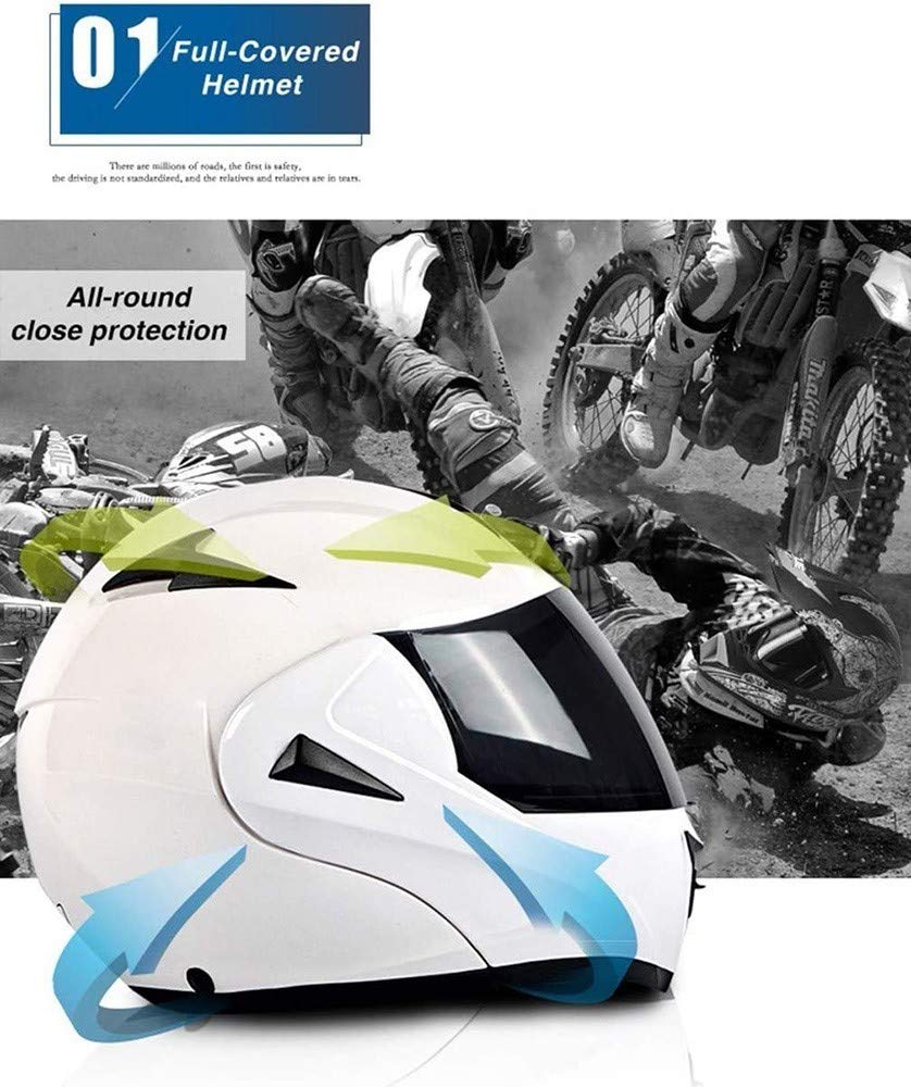 Motorcycle Bluetooth Helmets,Full Face Flip Up Dual Visors Modular Helmets,DOT Approved Helmet,Men and Women Built-in Mp3 FM Integrated Intercom Communication System 1, M=(57~58CM)