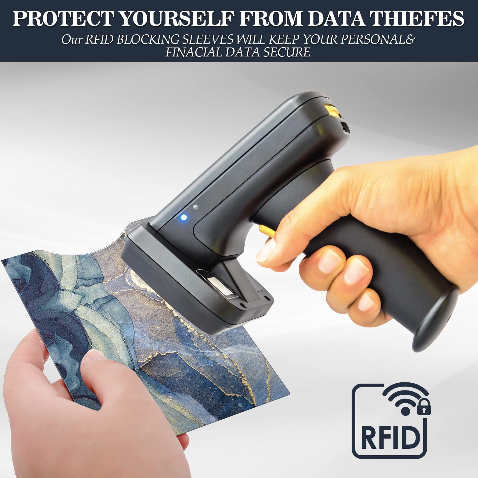 Woanger Set of 24 RFID Blocking Sleeves Includes 18 Credit Card and 6 Passport Sleeves Anti RFID, Aluminum Foil Slim Identity Theft Protection, Beautiful Marble Design