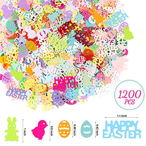 1500PCS Easter Confetti Rabbit Egg Chicken Shape Glitter Metallic Foil Table Scatters Confetti for DIY Party Decorations(1.6oz)